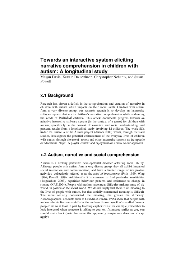 (PDF) Towards an interactive system eliciting narrative comprehension in children with autism: A ...