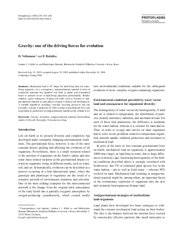 (PDF) Gravity: one of the driving forces for evolution