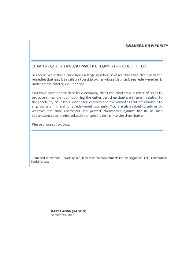 (PDF) Slow steaming and Charter parties