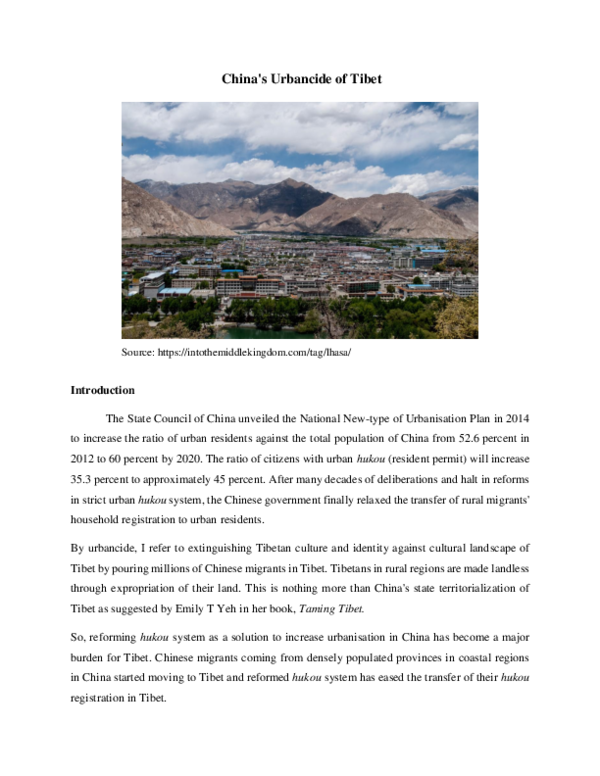 (PDF) China's Urbancide of Tibet | rinzin dorjee - Academia.edu