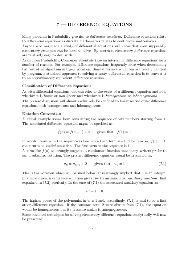 (PDF) DIFFERENCE EQUATIONS