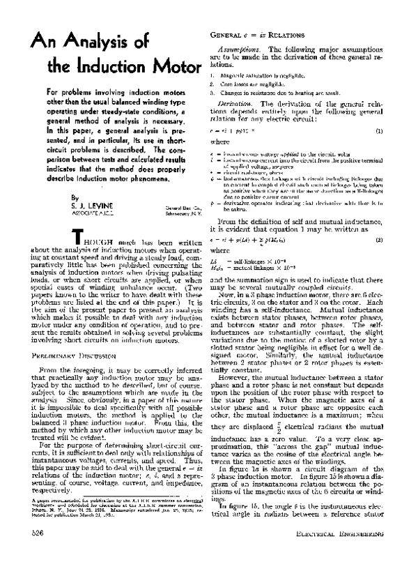 (PDF) An Analysis of the Induction Motor