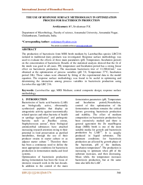 Pdf The Use Of Response Surface Methodology In Optimization Process