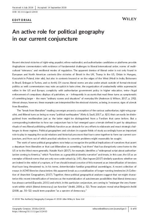 (PDF) An active role for political geography in our current conjuncture ...