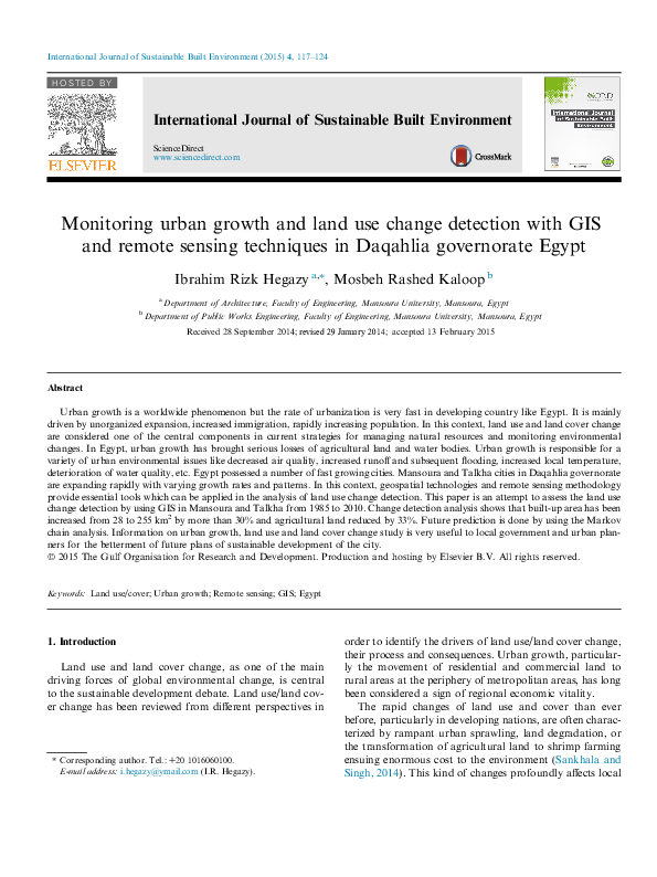 (PDF) Monitoring urban growth and land use change detection with GIS and remote sensing ...