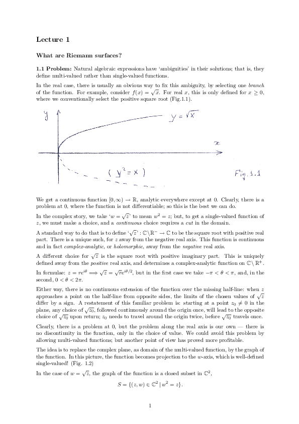 (PDF) Riemann Surfaces 101