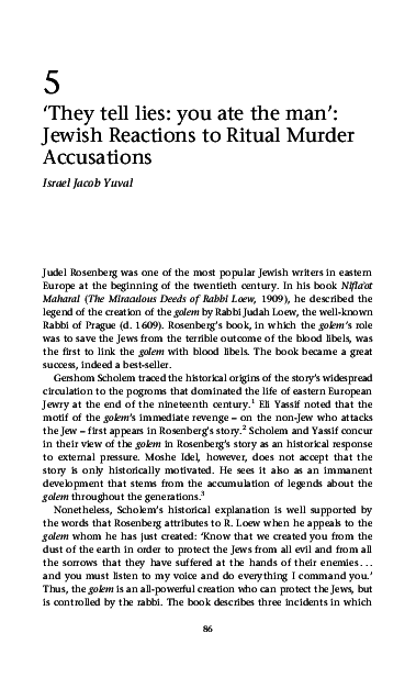 (PDF) Israel Jacob Yuval, “‘They Tell Lies: You ate the Man’: Jewish ...