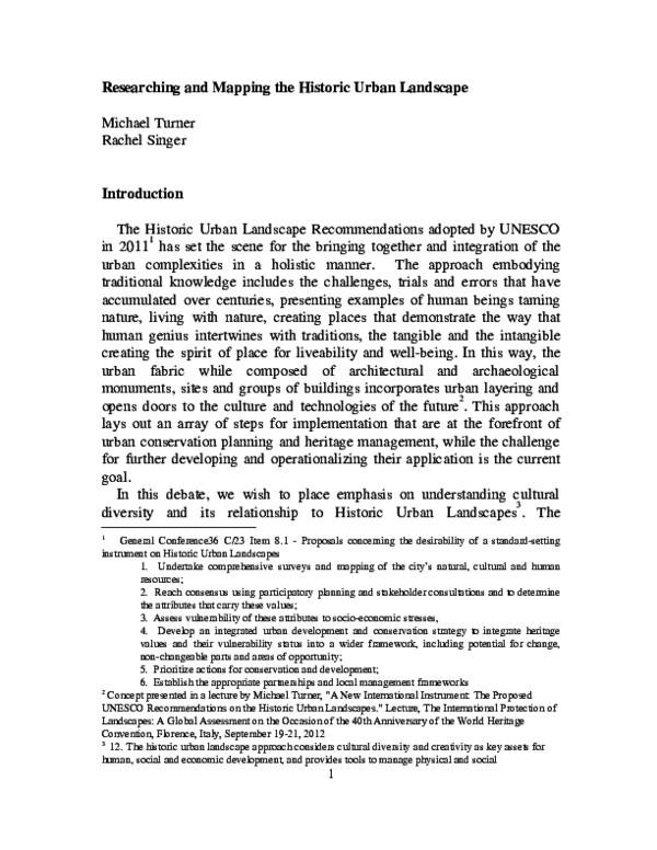 (PDF) Researching and Mapping the Historic Urban Landscape