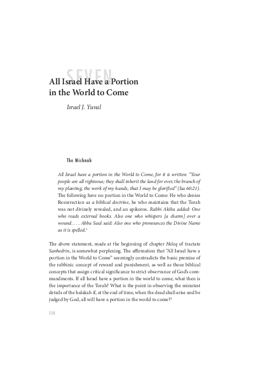 (PDF) Israel Jacob Yuval, “All Israel Have a Portion in the World to ...