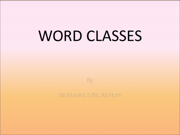 (PPT) Word Classes