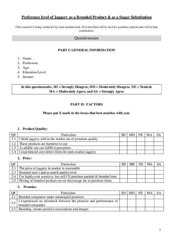 (DOC) measuring preference level between branded & non branded products ...