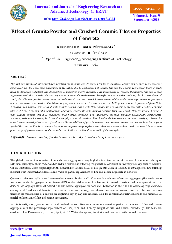 (PDF) Effect of Granite Powder and Crushed Ceramic Tiles on Properties ...