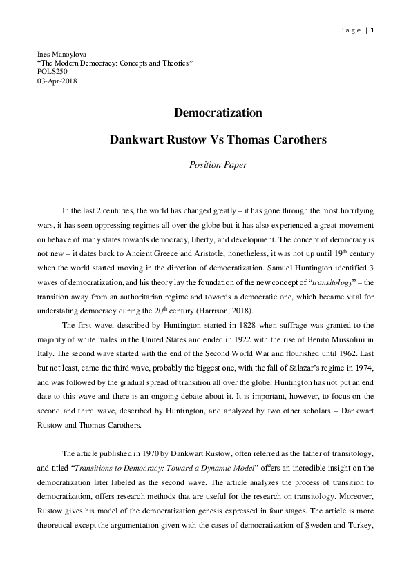 (DOC) Rustow vs Carothers - Transitology.docx