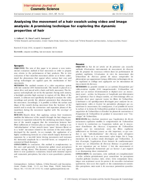 (PDF) Analysing the movement of a hair swatch using video and image ...