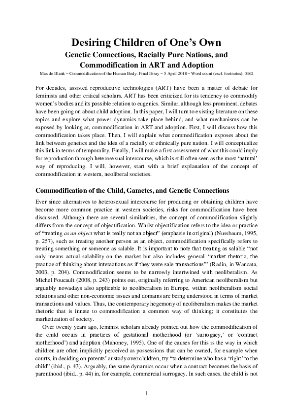(PDF) Desiring Children of One's Own: Genetic Connections, Racially ...