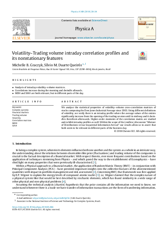 (PDF) Volatility–Trading volume intraday correlation profiles and its ...