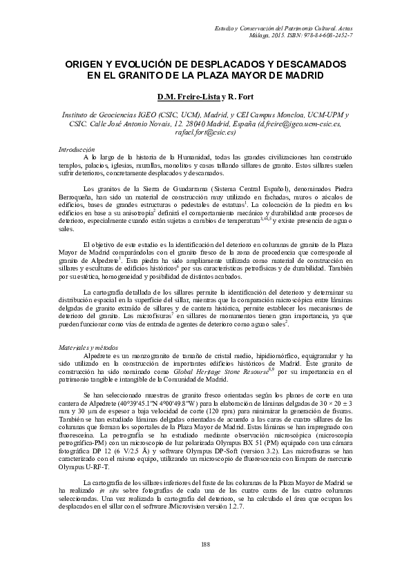 (PDF) ORIGEN Y EVOLUCIÓN DE DESPLACADOS Y DESCAMADOS EN EL GRANITO DE ...