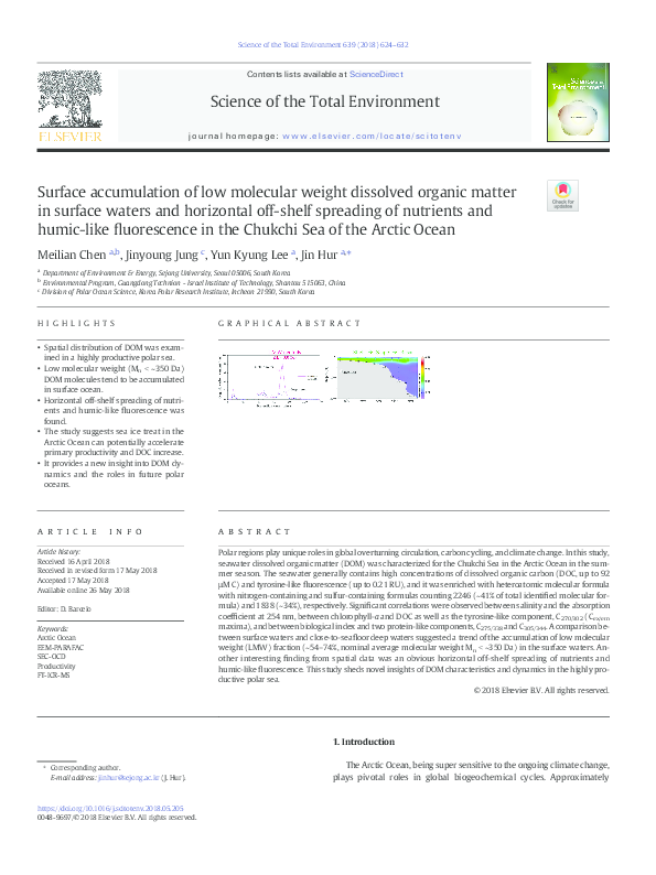 (PDF) Surface accumulation of low molecular weight dissolved organic matter in surface waters ...