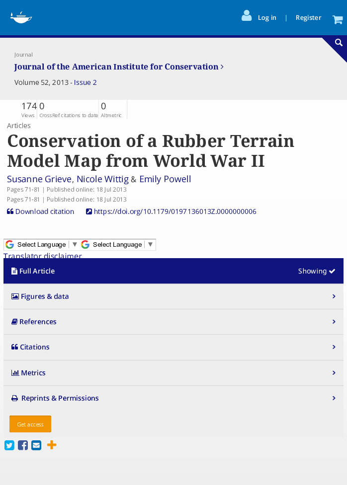 (PDF) Conservation of a Rubber Terrain Model Map from World War II