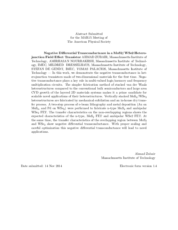 (PDF) Negative Differential Transconductance in a MoS2/WSe2 Heterojunction Field Effect Transistor