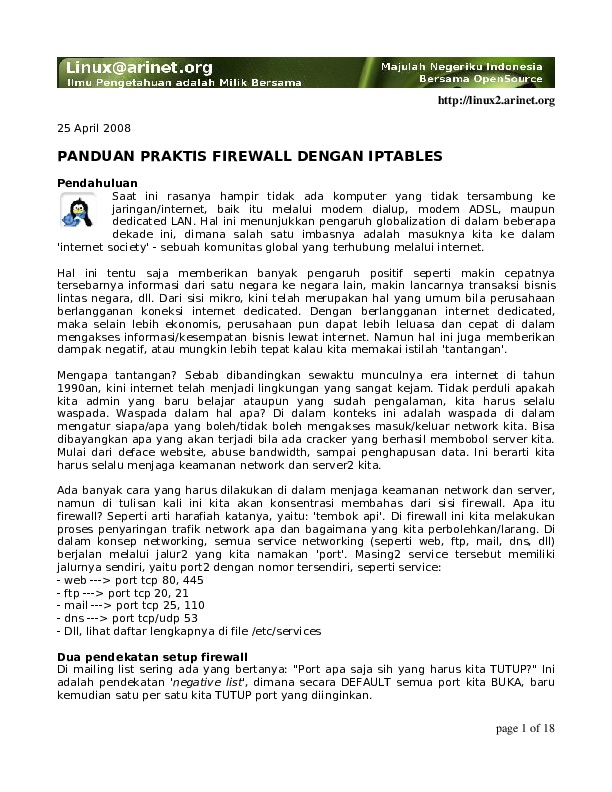 (PDF) PANDUAN PRAKTIS FIREWALL DENGAN IPTABLES