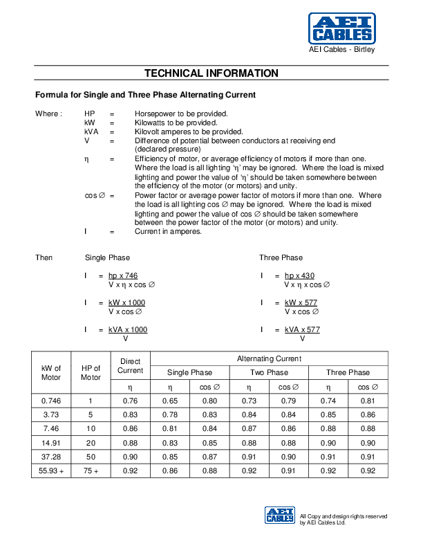 (PDF) Formula for Single and Three Phase Alternating Current