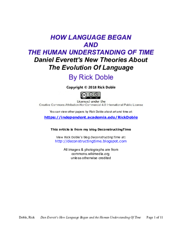 (PDF) How Language Began and the Human Understanding of Time: Daniel ...