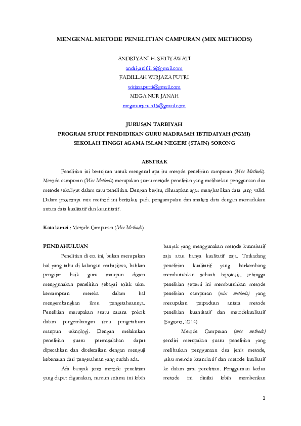 (DOC) Mengenal Mix Methods 1
