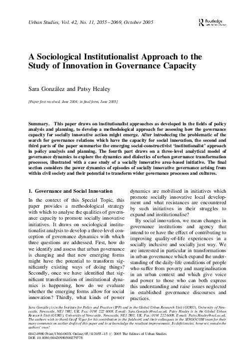 (PDF) A Sociological Institutionalist Approach to the Study of ...