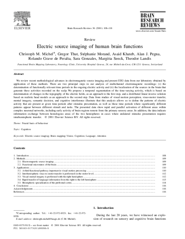 (PDF) Electric source imaging of human brain functions
