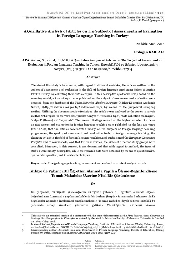 (PDF) A qualitative analysis of articles on the subject of assessment ...