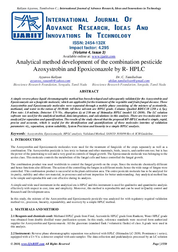 (PDF) Analytical method development of the combination pesticide ...