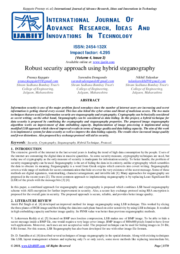 (PDF) Robust security approach using hybrid steganography