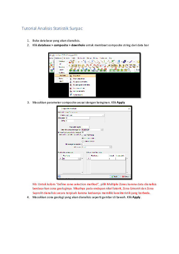 (DOC) Tutorial Analisis Statistik Surpac