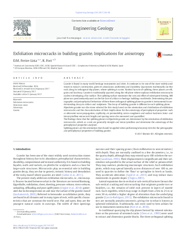 (PDF) Exfoliation microcracks in building granite. Implications for ...