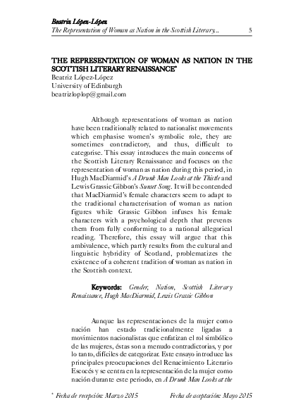 (PDF) 'The Representation of Woman as Nation in the Scottish Literary ...