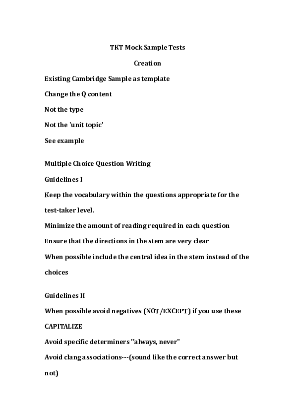 (DOC) TKT Mock Sample Tests