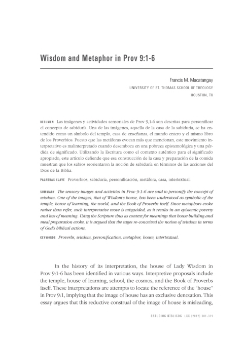 (PDF) Wisdom and Metaphor in Prov 9:16