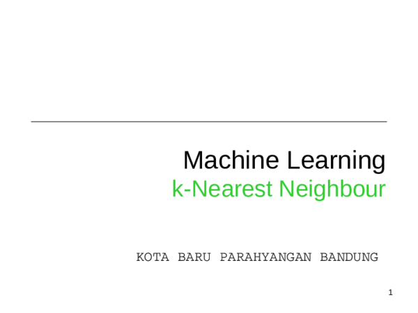 (PDF) Machine Learning k-Nearest Neighbour