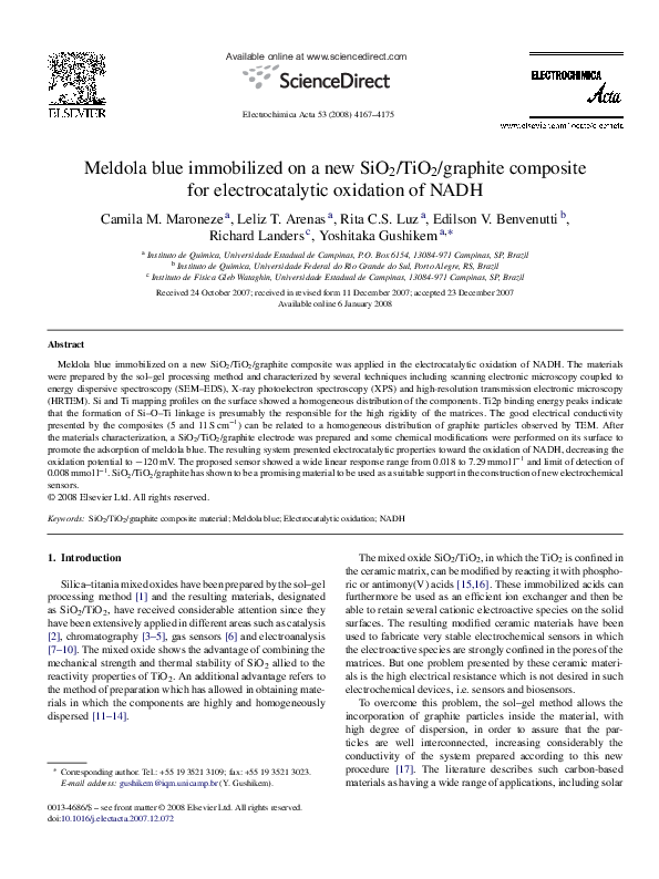 (PDF) Meldola blue immobilized on a new SiO2/TiO2/graphite composite ...