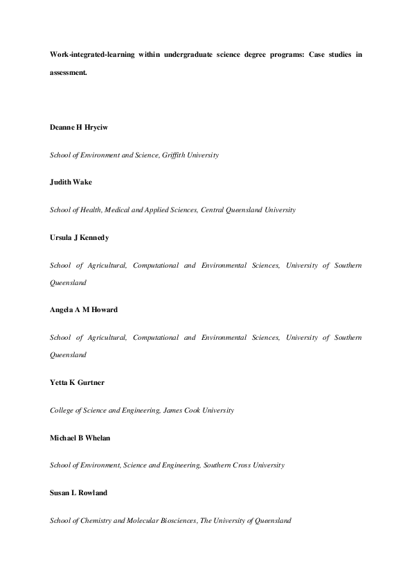 (PDF) Work-integrated-learning within undergraduate science degree ...