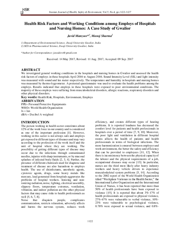 (PDF) Health Risk Factors and Working Conditions among Employs of ...