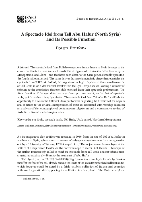 (PDF) Bielińska D. 'A Spectacle Idol from Tell Abu Hafur (North Syria ...