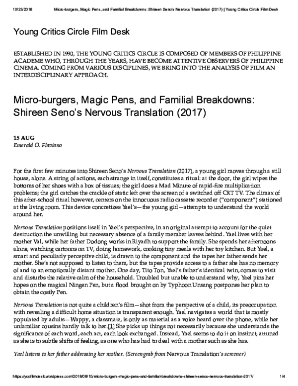 (PDF) Micro-burgers, Magic Pens, and Familial Breakdowns: Shireen Seno ...