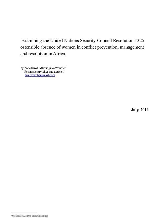 (PDF) Examining the United Nations Security Council Resolution 1325 1 ...