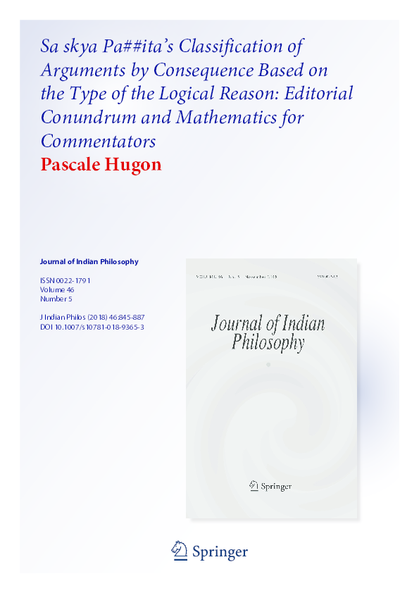 (PDF) Sa skya Pandita's Classification of Arguments by Consequence ...