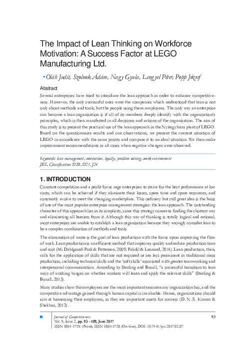 (PDF) The Impact of Lean Thinking on Workforce Motivation: A Success ...