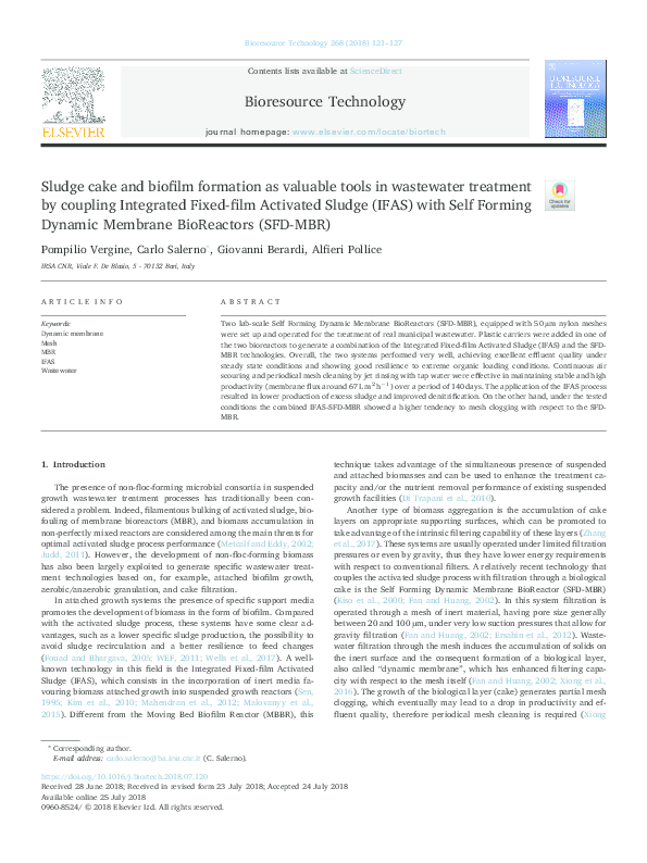 (PDF) Sludge cake and bioﬁlm formation as valuable tools in wastewater ...