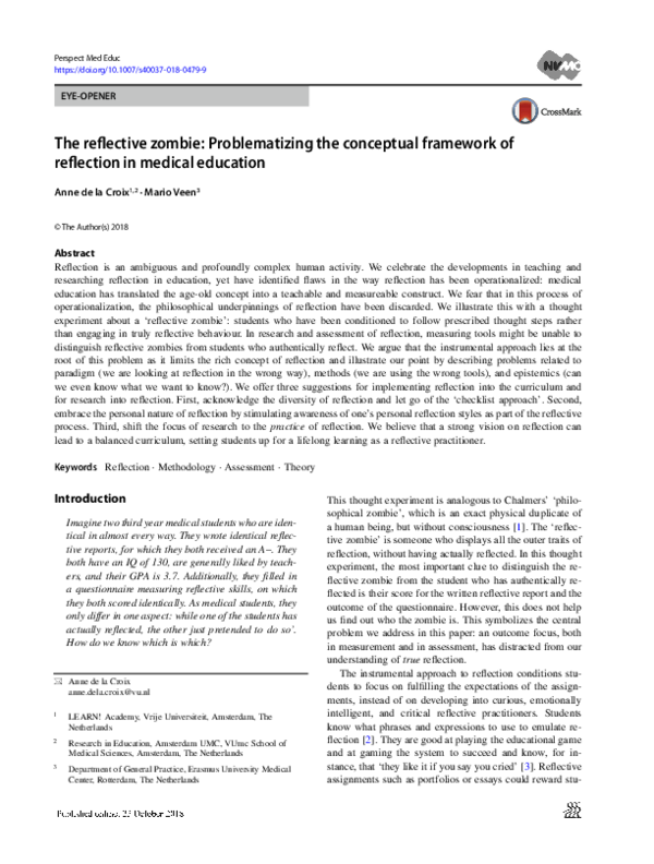 (PDF) The reflective zombie: Problematizing the conceptual framework of ...