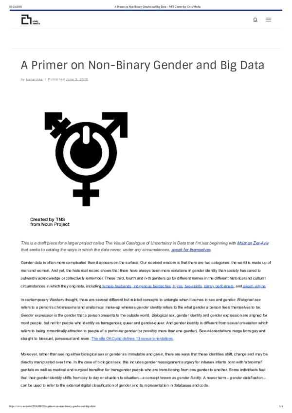(PDF) A Primer on Non-Binary Gender and Big Data